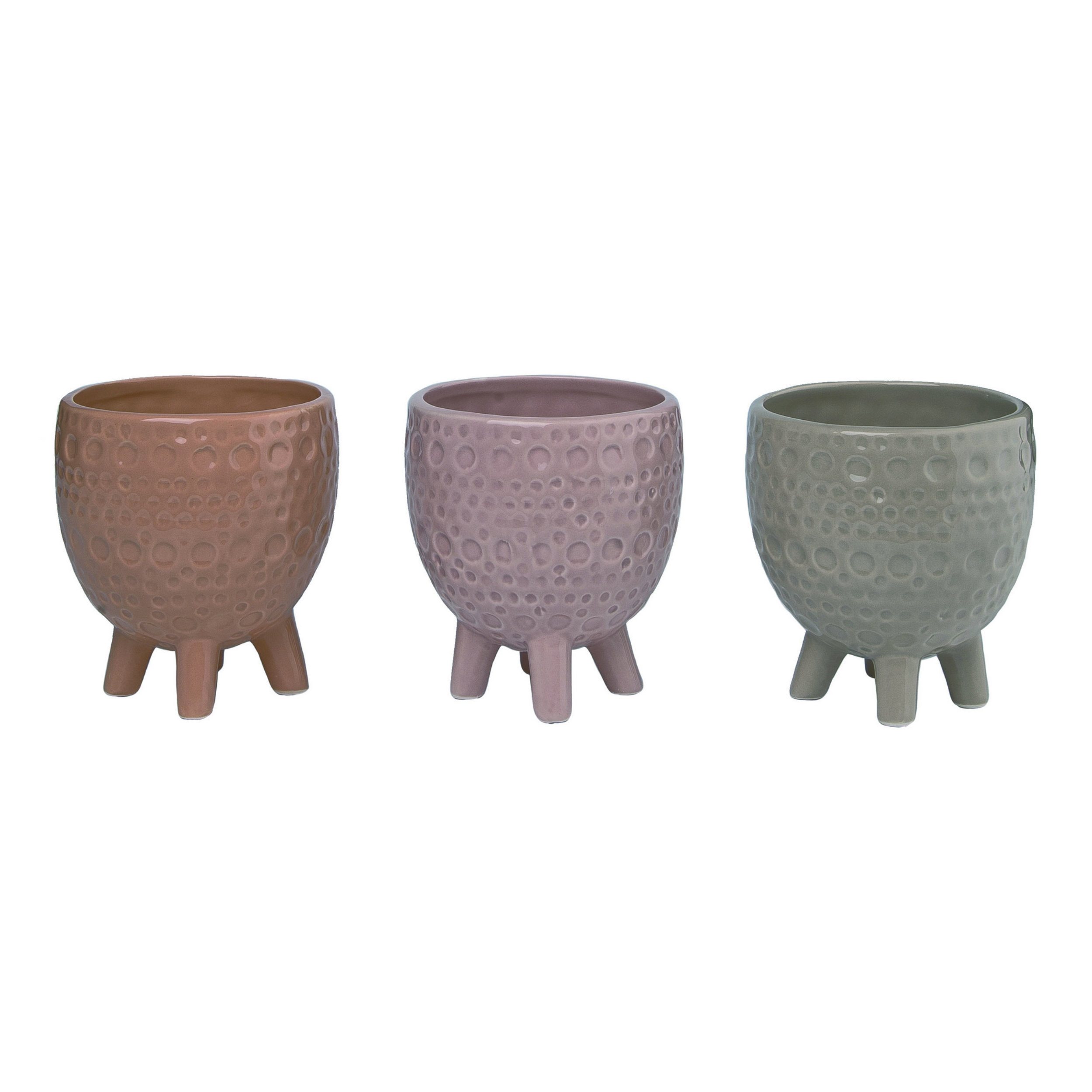 Corrigan Studio® Ceramic Texture Footed Planter Set of 3 Spring Home Decorations | Wayfair