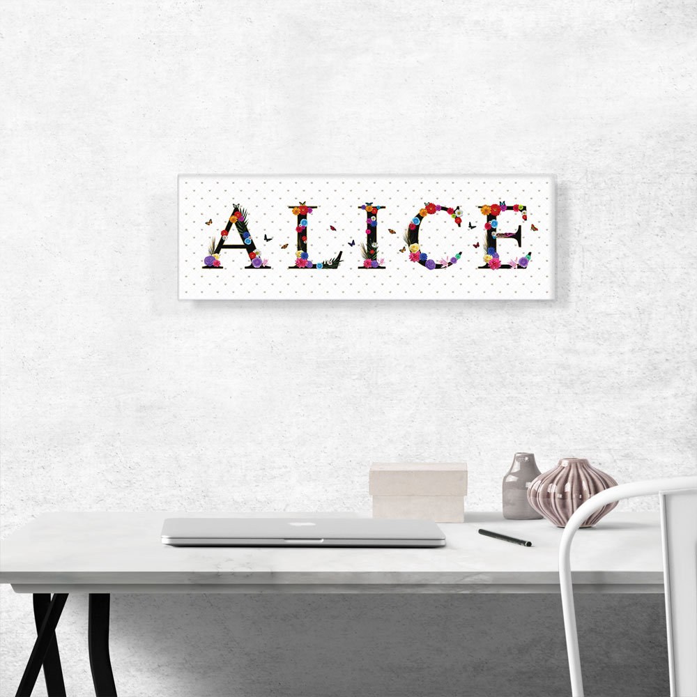 ARTCANVAS ALICE Girls Name - Wrapped Canvas Panoramic Textual Art Print ...