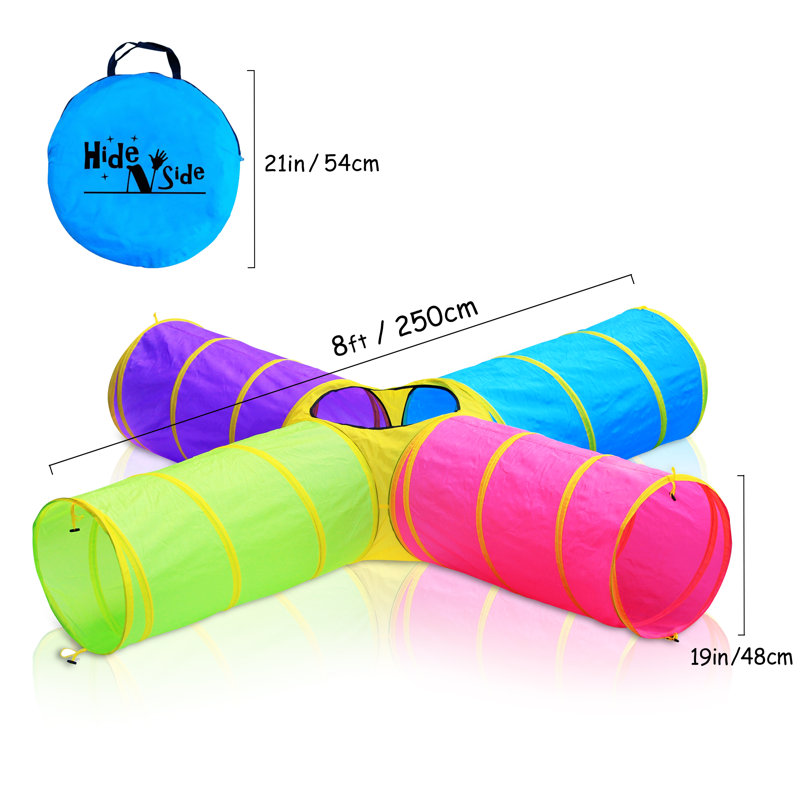 Hide N Side 8' x 8' Indoor/Outdoor Polyester Pop-Up Play Tunnel with ...