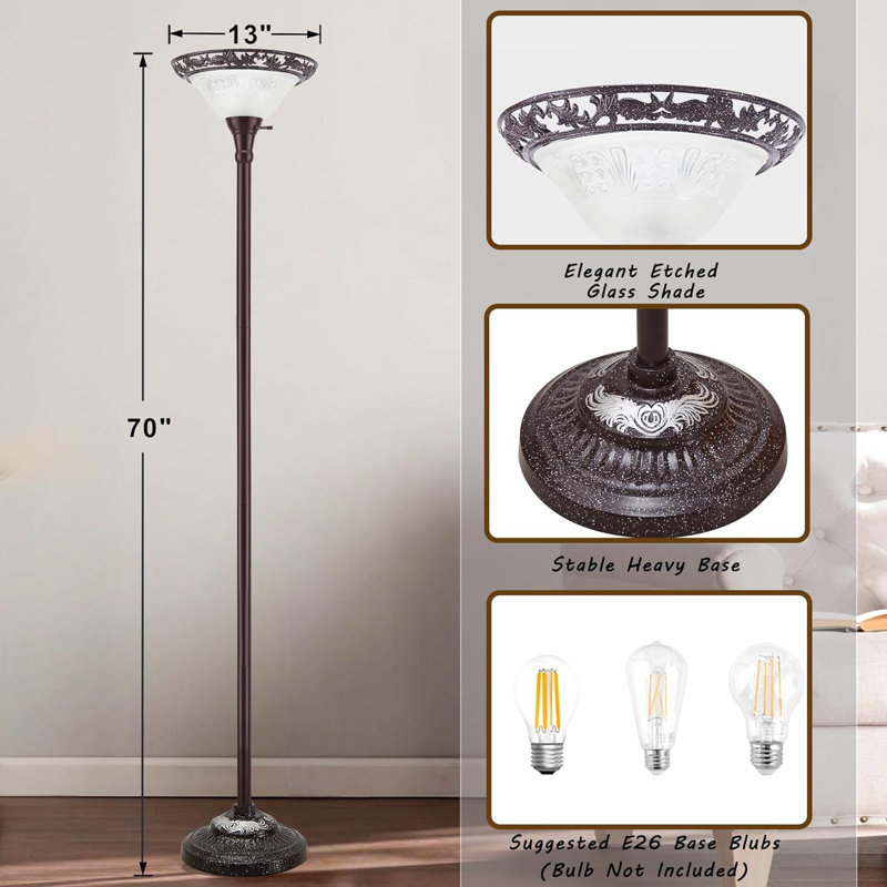 Alcott Hill® 70" Victorian Style Floor Lamp With Etched Glass Shade ...