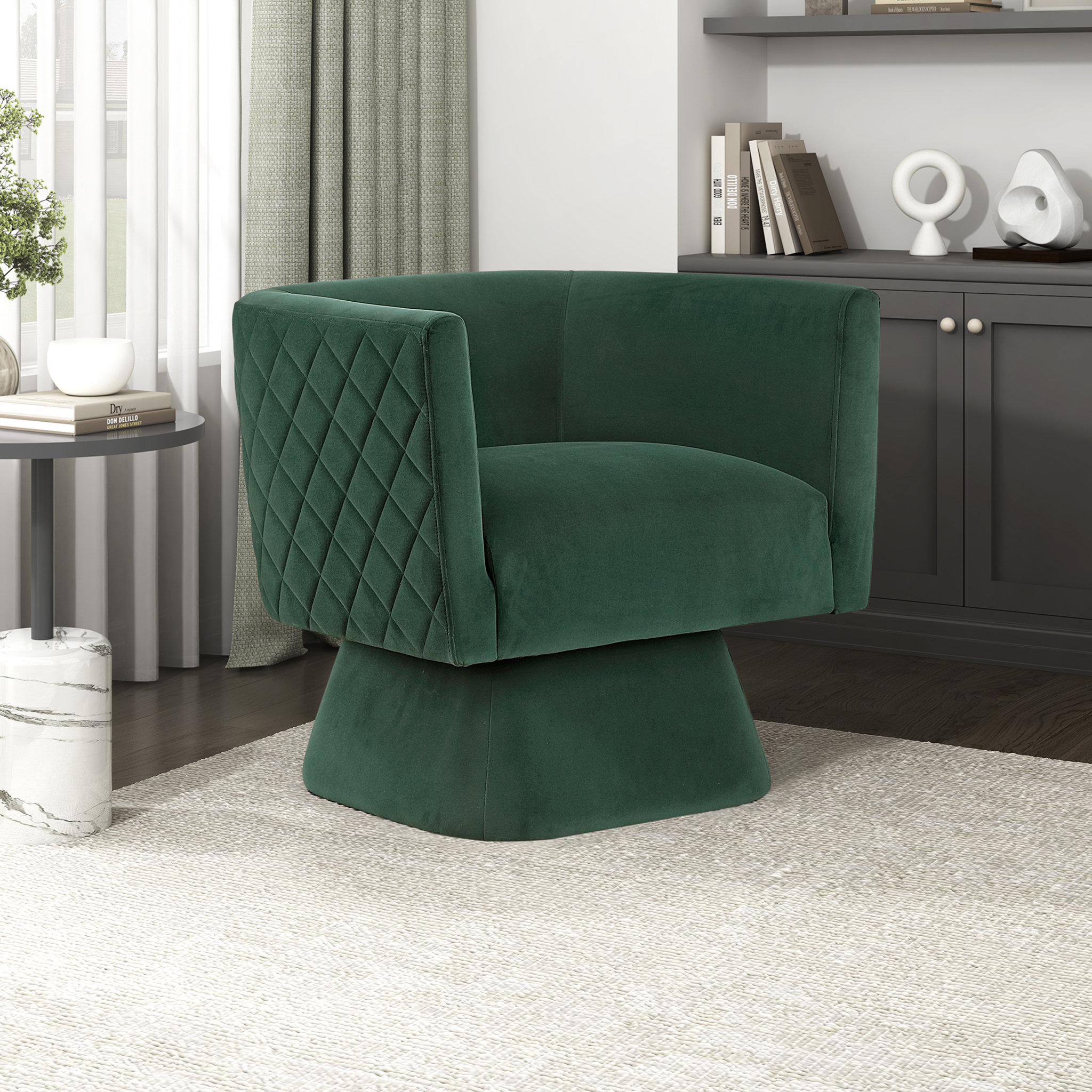 Mercer41 Earl 29" Modern Velvet Swivel Accent Chair – 360° Rotating ...