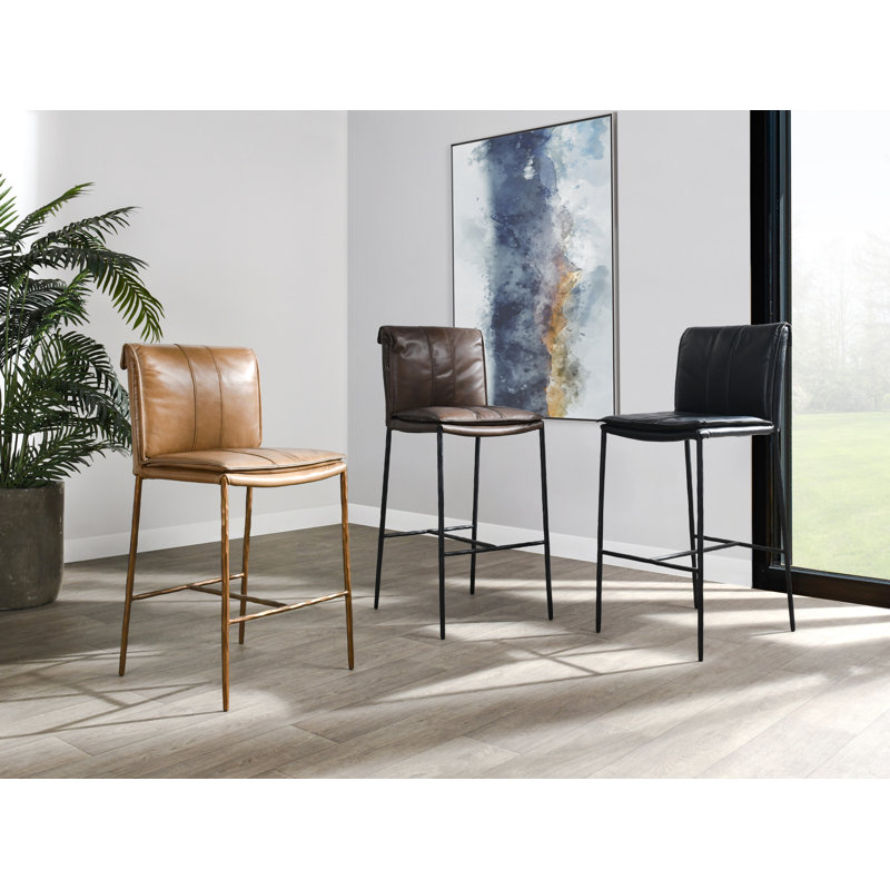 Classic Home Mayer Leather Stool & Reviews | Wayfair