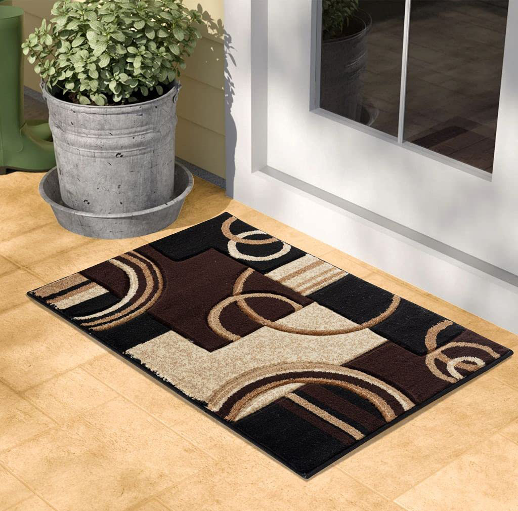 Wrought Studio™ GLORYRUGS 2x7 Brown Geometric Door Mat with Fluffy ...
