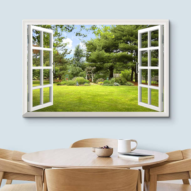 IDEA4WALL Window Scenery Garden Backyard With Green Trees In Spring On ...