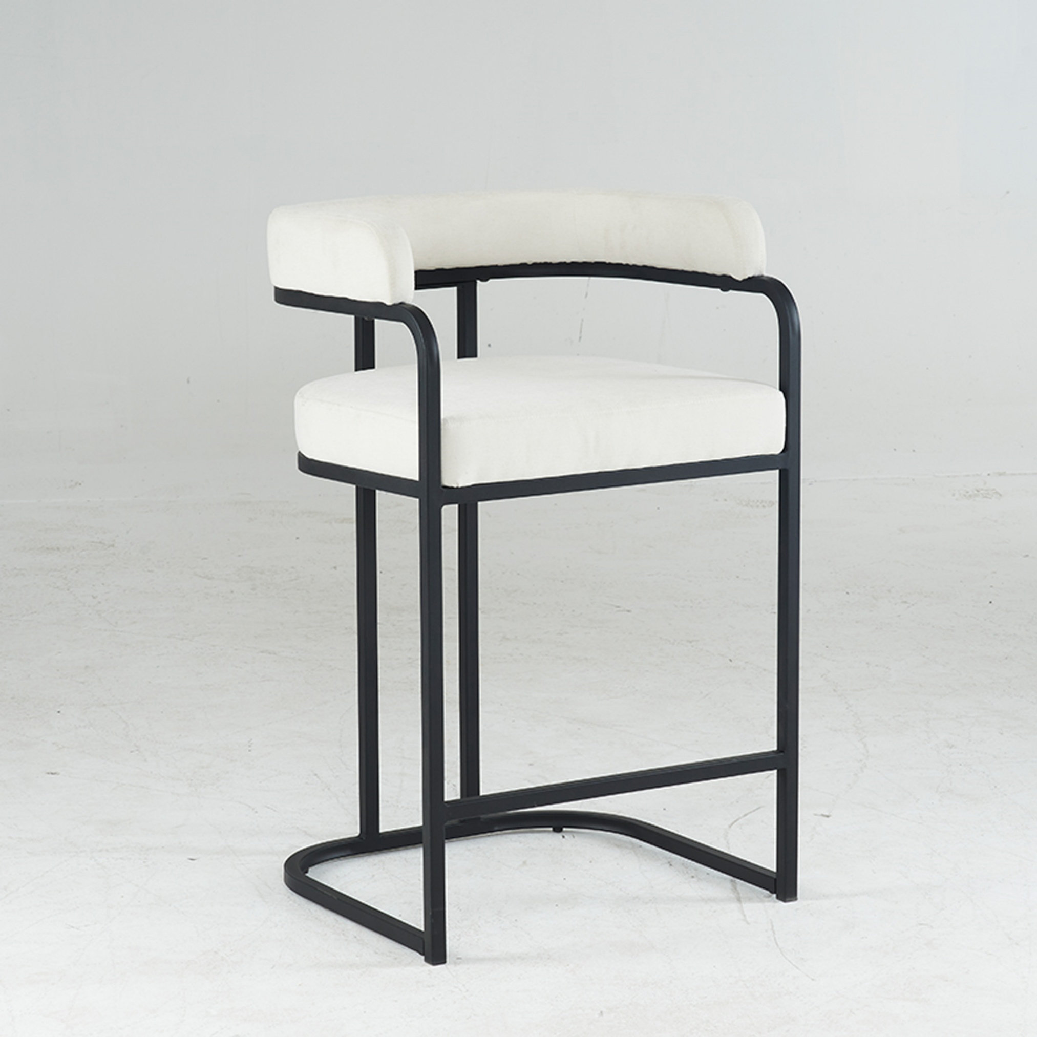 Latitude Run® Modern Chenille Bar Stools Set Of 2, Upholstered Chairs ...