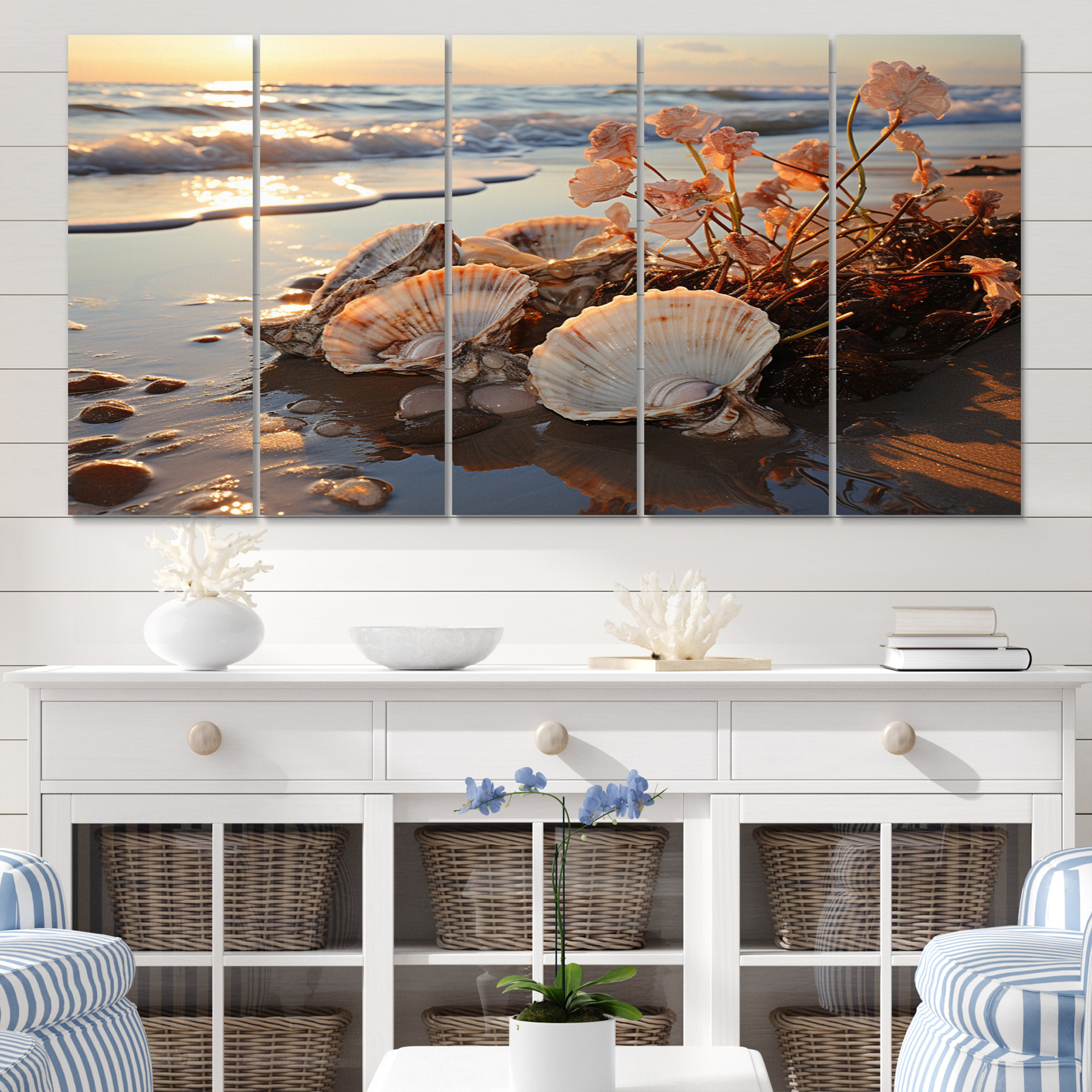 Design Art Beach Photo Seashell Collage IV - Nautical & Beach Metal ...