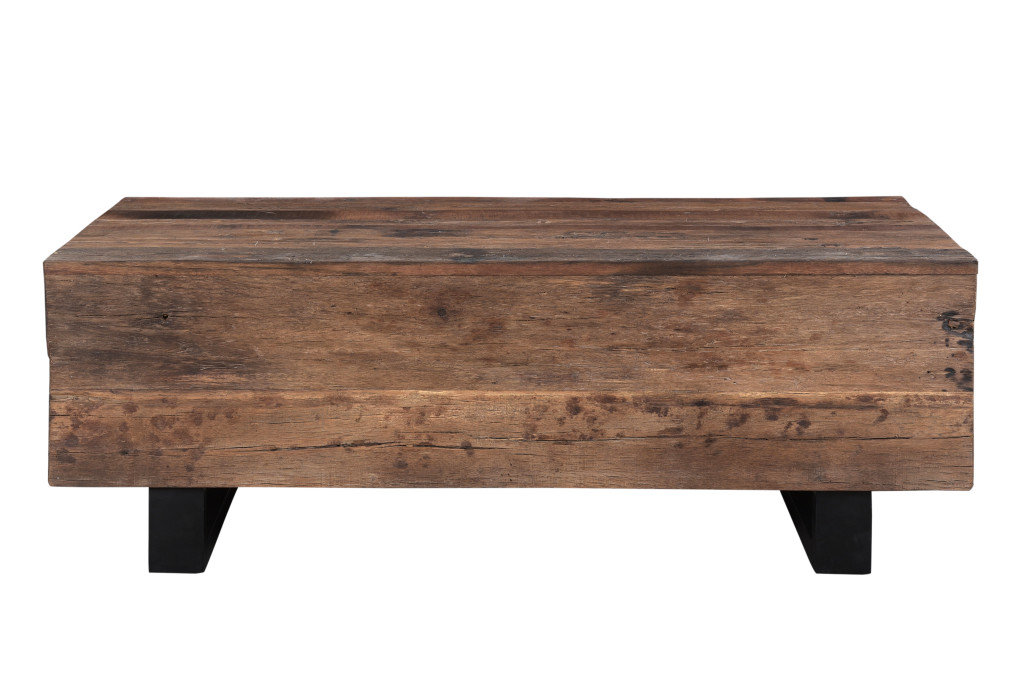 HomeRoots 52" Dark Brown And Black Solid Wood And Metal Distressed ...