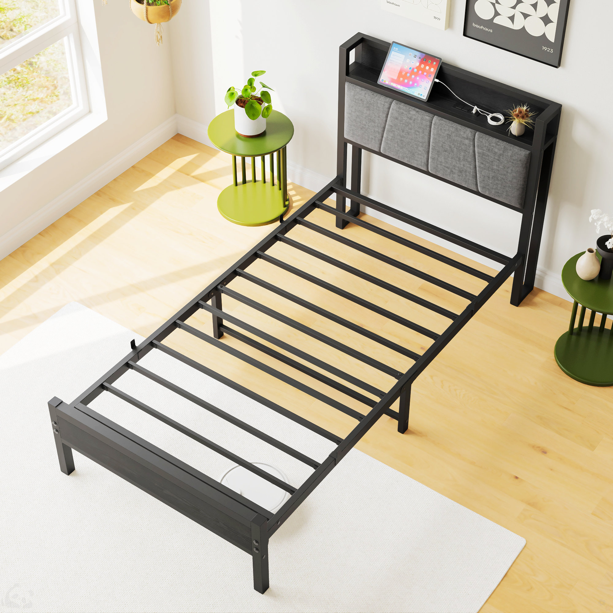 17 Stories Twin Size Bed Frame With 2 Outlets And 2 USB | Wayfair