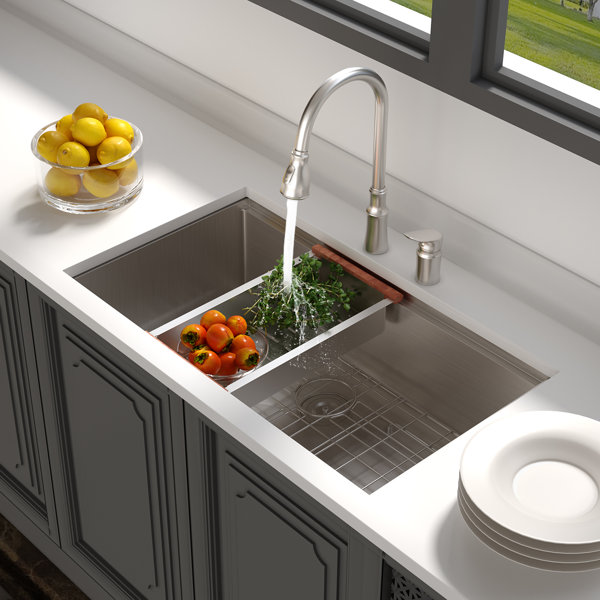 Lordear 32" L x 19" W Undermount Kitchen Sink Workstation Single Bowl ...