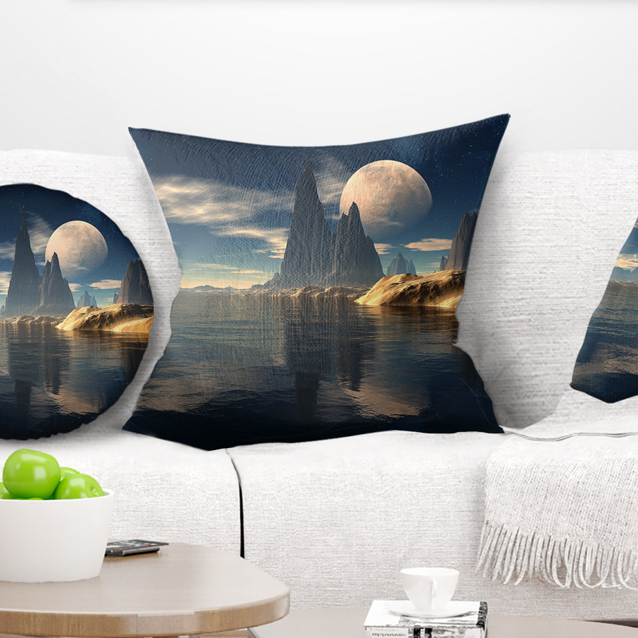 Design Art Antara Alien Planet - Landscape Printed Pillow | Wayfair