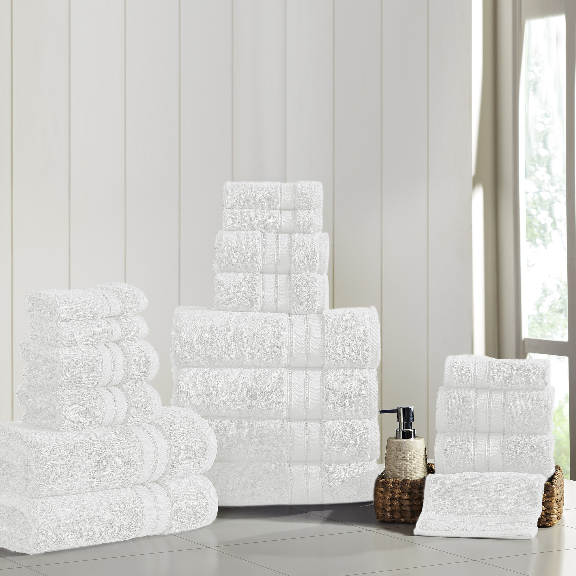 Modern Threads - Spun Loft 18-Piece 100% Combed Cotton Towel Set - Bath Towels, Hand Towels ...