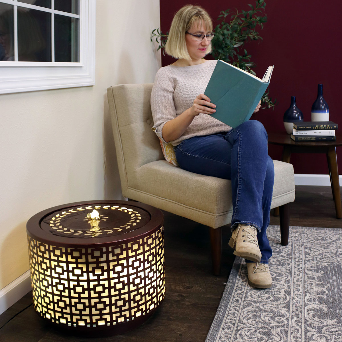 Arlmont & Co. Robrick Metal Weather Resistant Fountain with Light ...