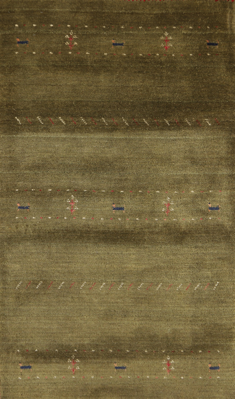 Union Rustic Tribal Green Wool Gabbeh Indian Accent Rug 3x5 | Wayfair