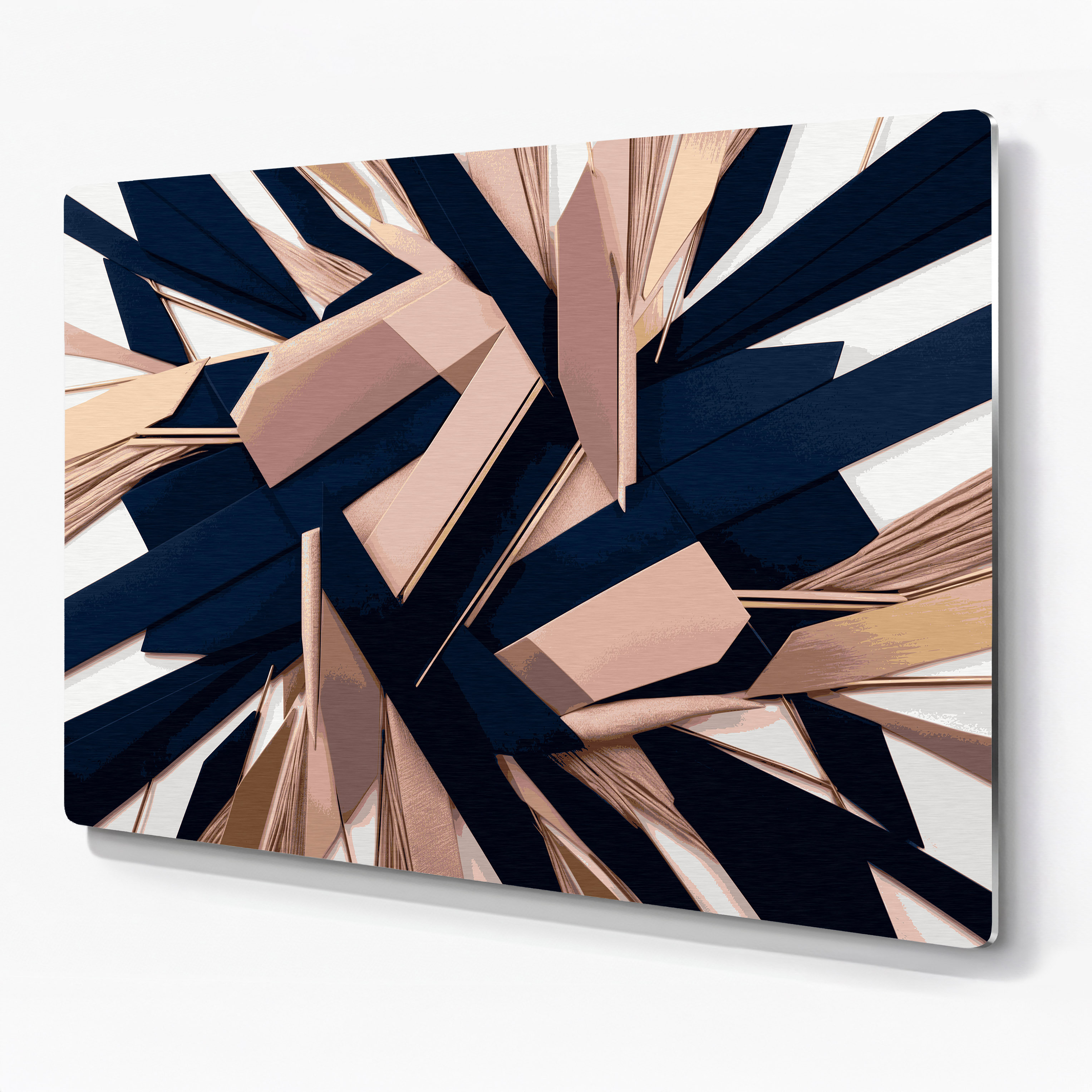 Ivy Bronx Geometric Abstraction 88 Blue Metal Wall Art | Wayfair