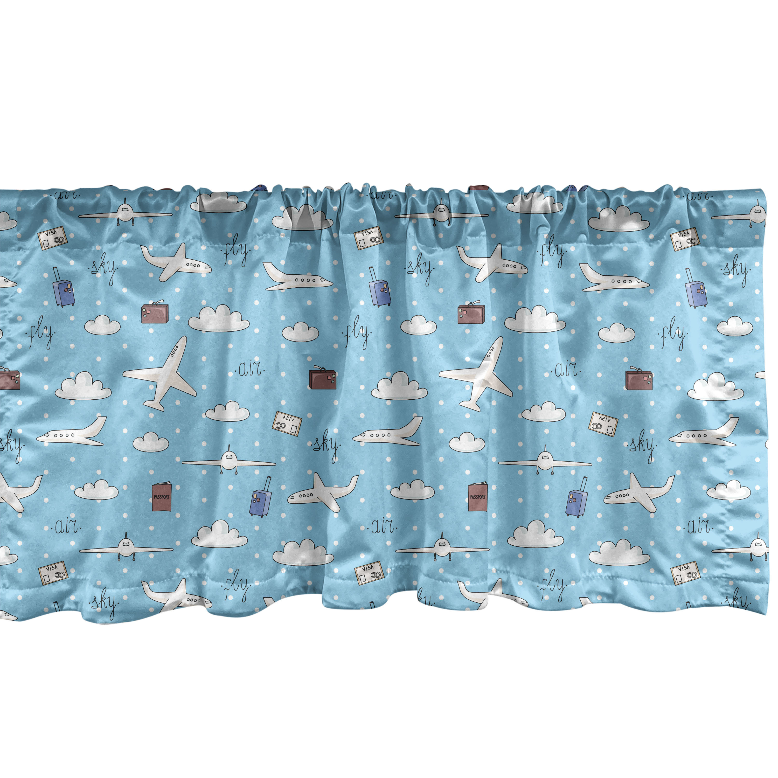 Ambesonne Airport Valance Pack of 2 Planes and Luggage on 98295 | Wayfair