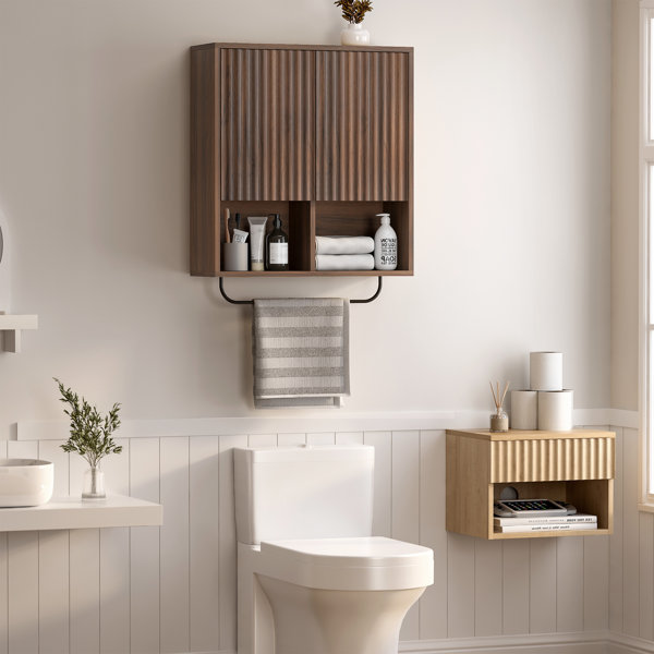 Rebrilliant Modern Fluted Bathroom Cabinet, Wall-Mounted Storage With ...