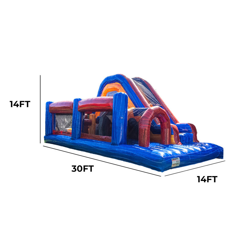 XJUMP Obstacle Course Bounce House with Slide (with Blower) | Wayfair