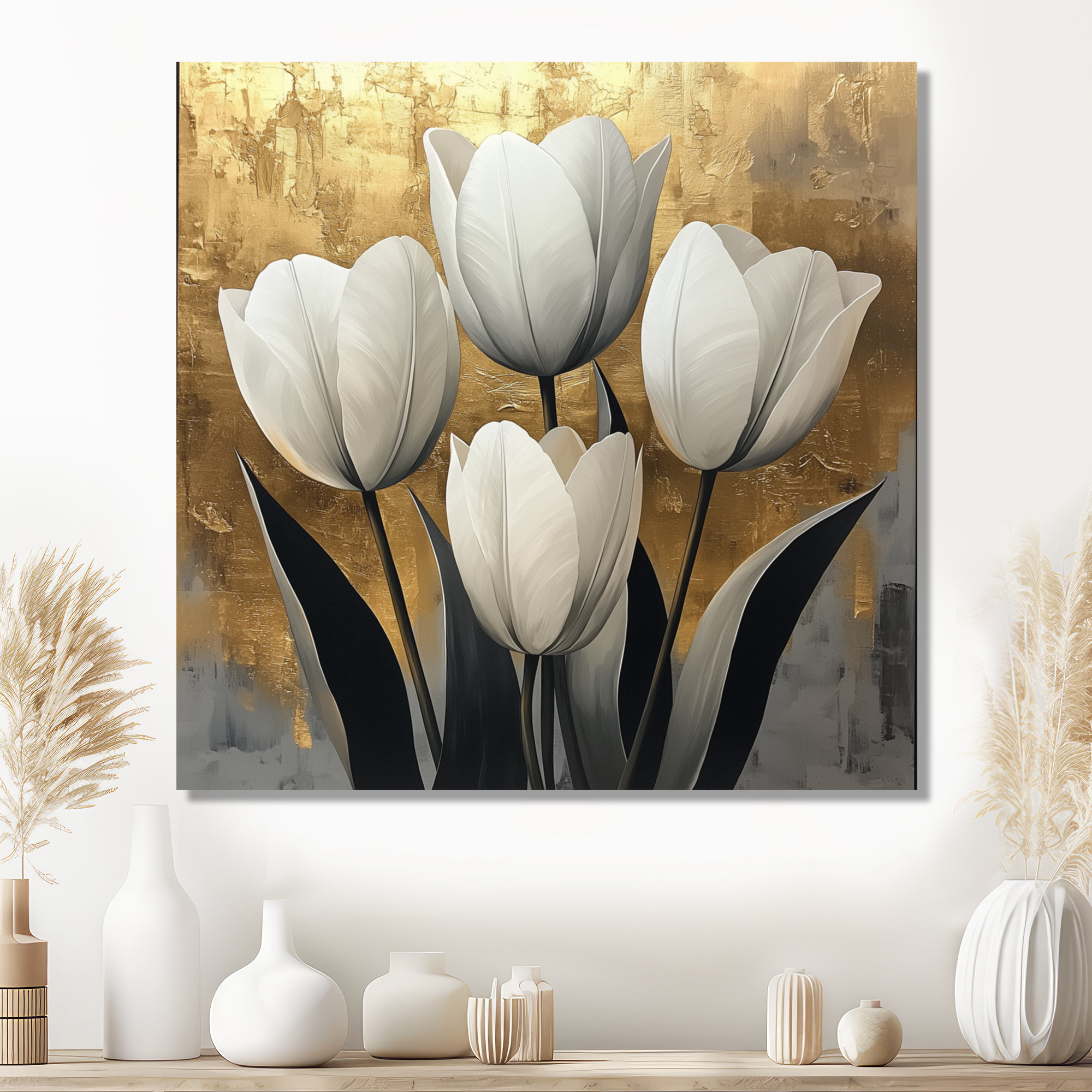 Winston Porter Geometric Golden Tulips Shapes Pure Form II - Tulips ...