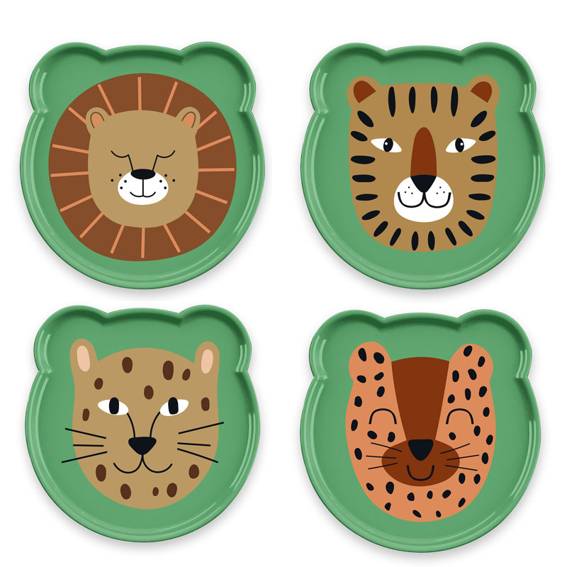Dakota Fields Kids' 4-Pack Frog Shape Jungle Plates | Wayfair