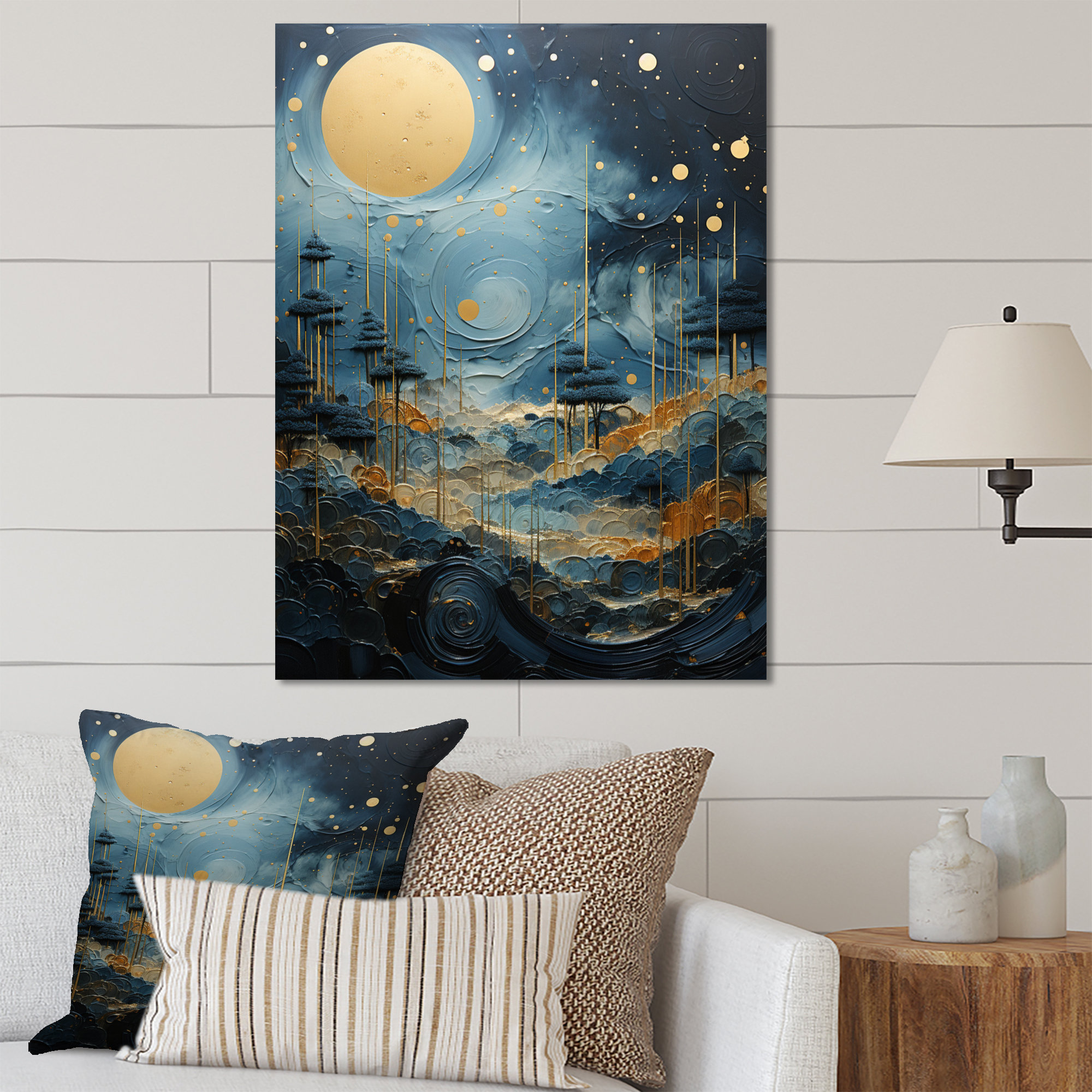 Millwood Pines Gold Blue Uranus Moonlight Mirage I - Abstract Metal ...