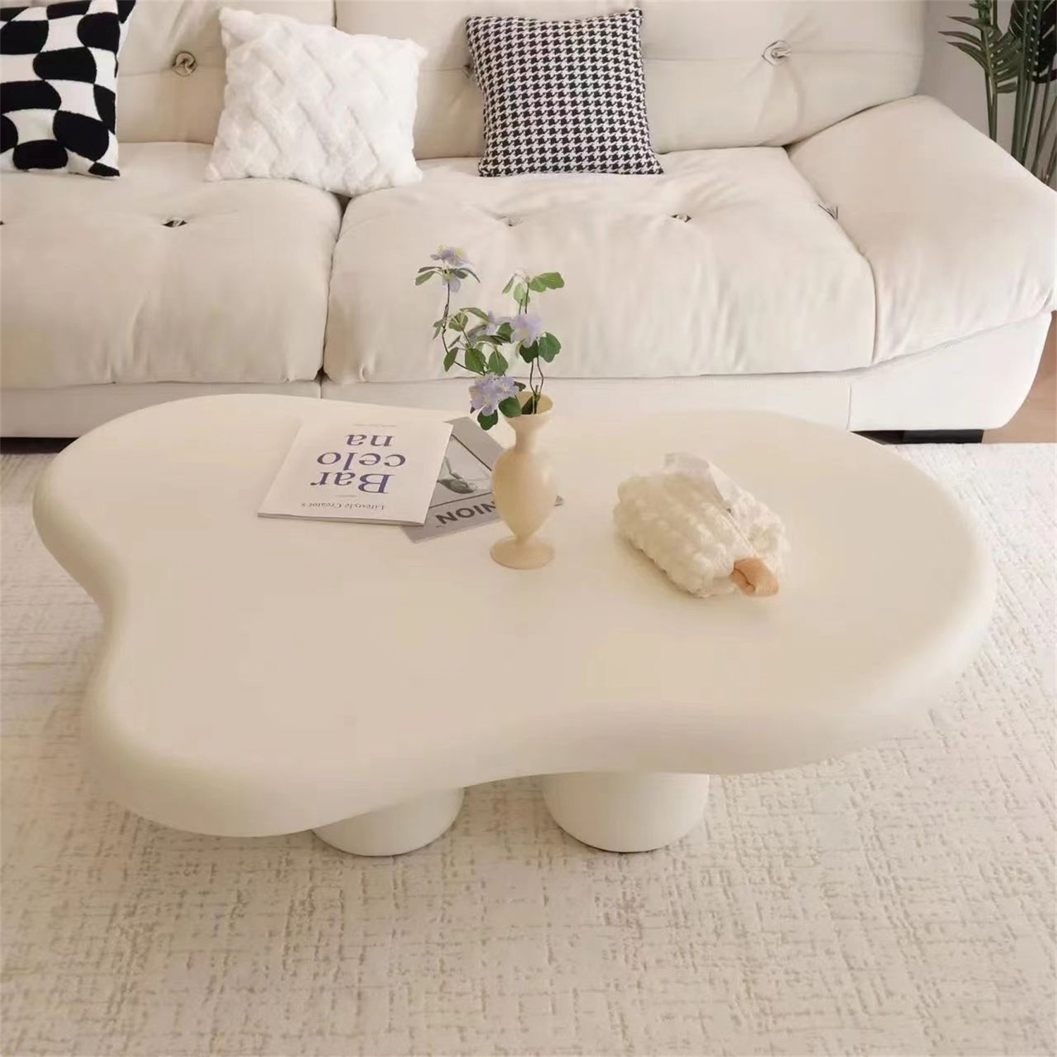 Ivy Bronx Joryel 4 Legs Coffee Table, cute coffee table, upgraded white ...