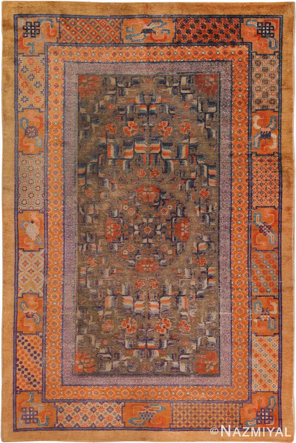 Nazmiyal Collection Rare And Collectible Antique Medallion Design Silk ...