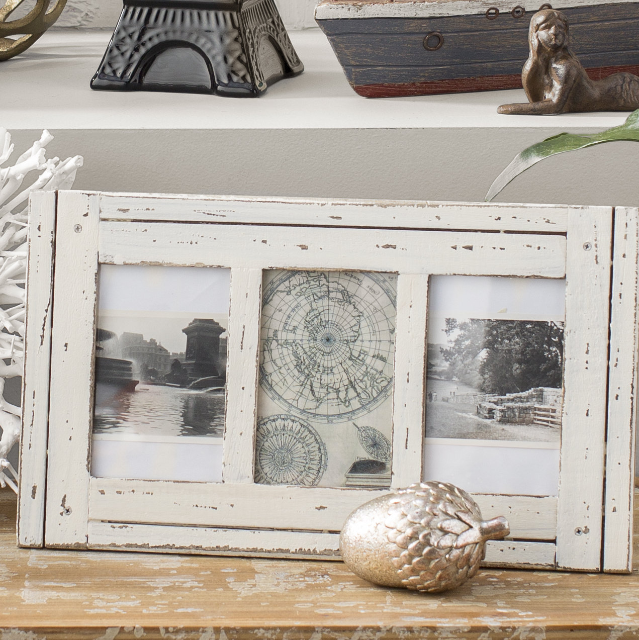 Highland Dunes Oxley Wood Plank 3-Opening Collage Picture Frame ...