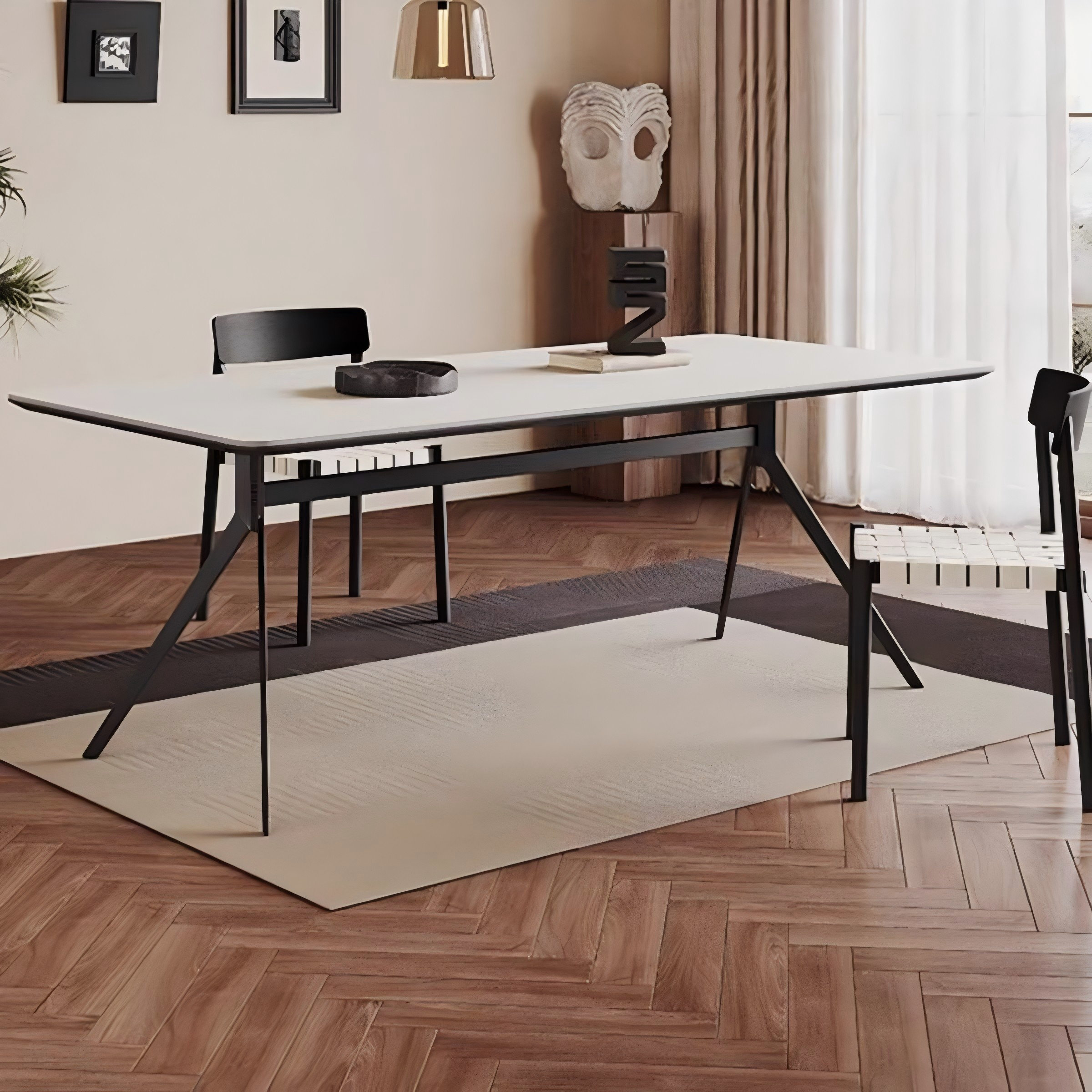 DECADANZ White Rectangle Sintered Stone Writing Desk - Wayfair Canada