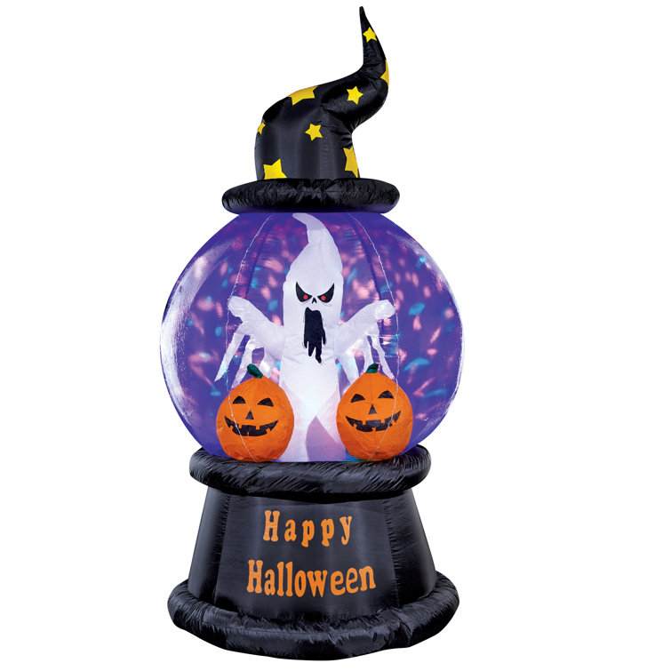 The Holiday Aisle® Hendrik Halloween Haunted Snow Globe Inflatable ...