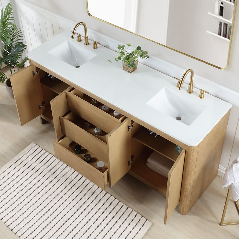 Joss & Main Raye 72" Double Bathroom Vanity Set with Quartz Top ...