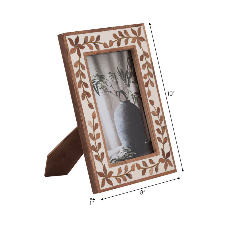 Birch Lane™ Gillian Wood Inlay Vine Photo Frame, Natural, Rectangle ...