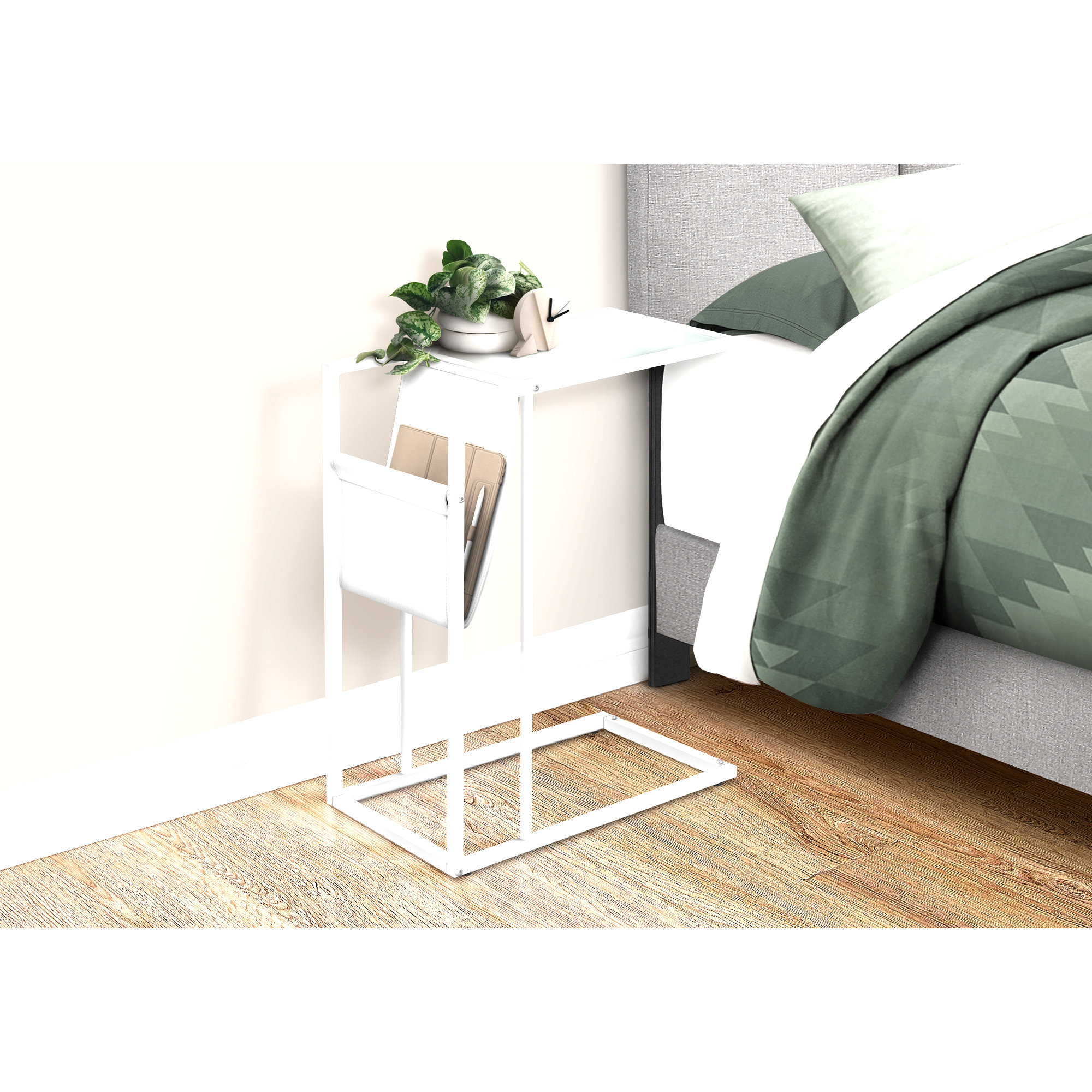 Ebern Designs Versatile C-Shaped Table with Leather Look Magazine ...