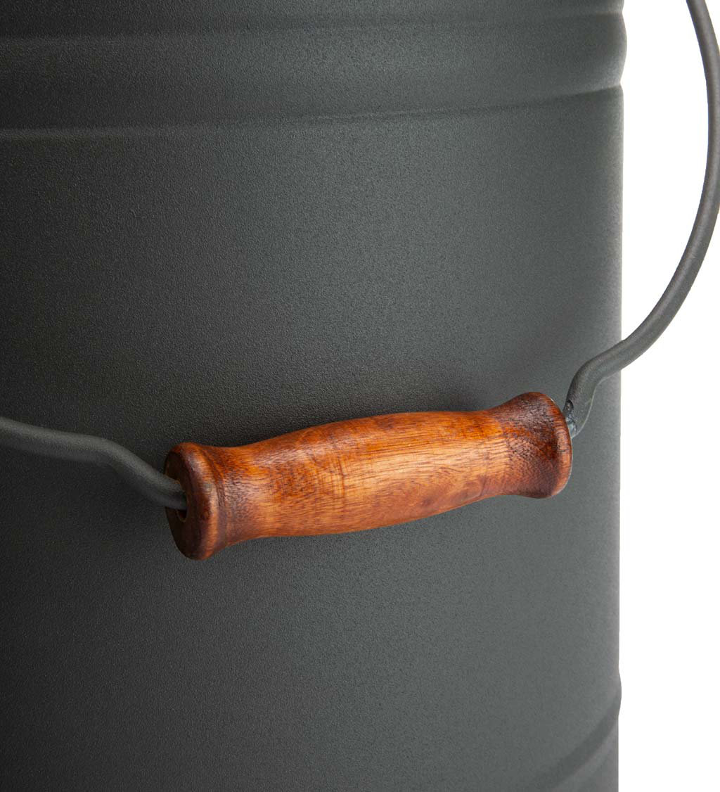 Plow & Hearth Galvanized Steel Ash Bucket with Handle, Lid and Double ...