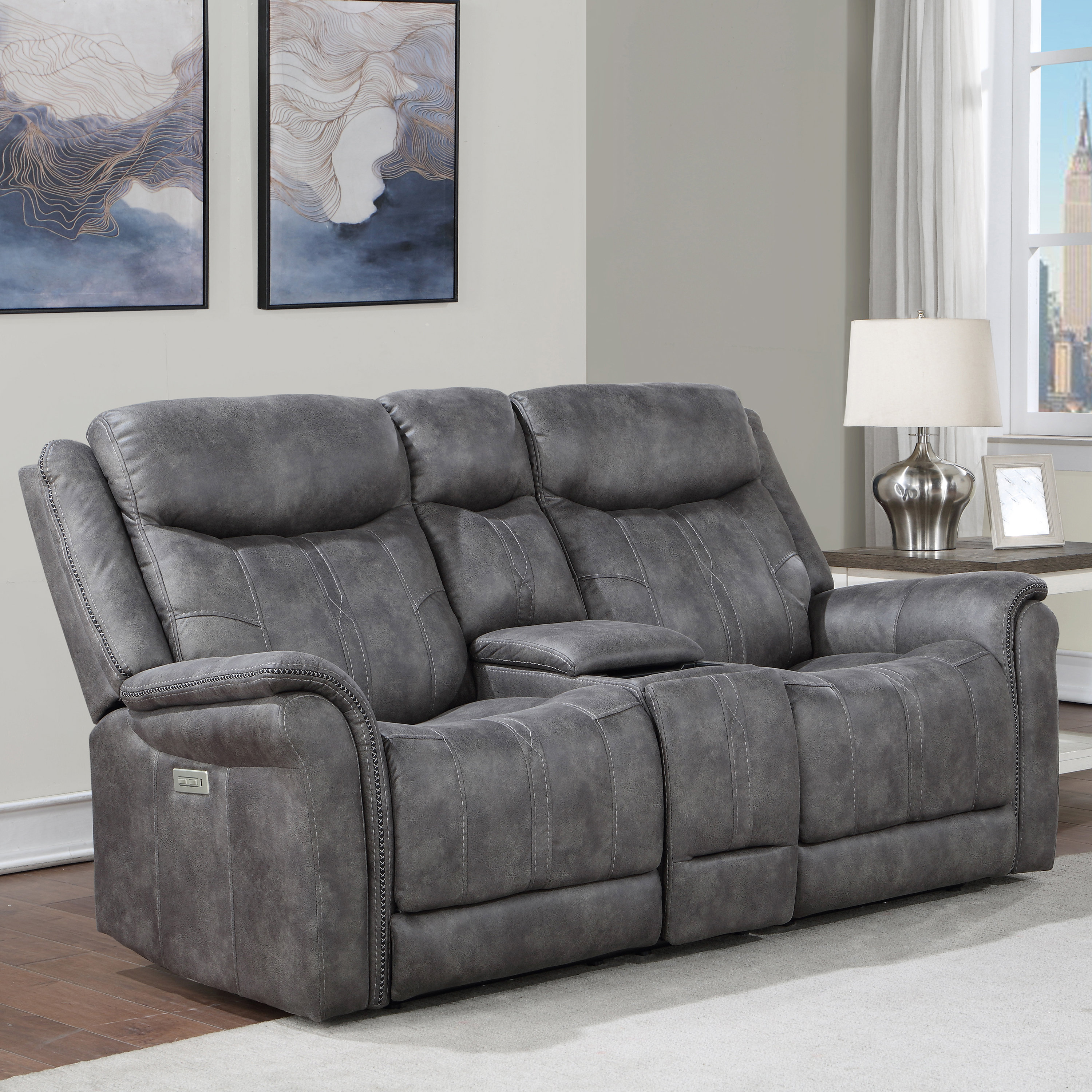 Wade Logan® Casyn Power Console Loveseat Stone "& Reviews" | Wayfair