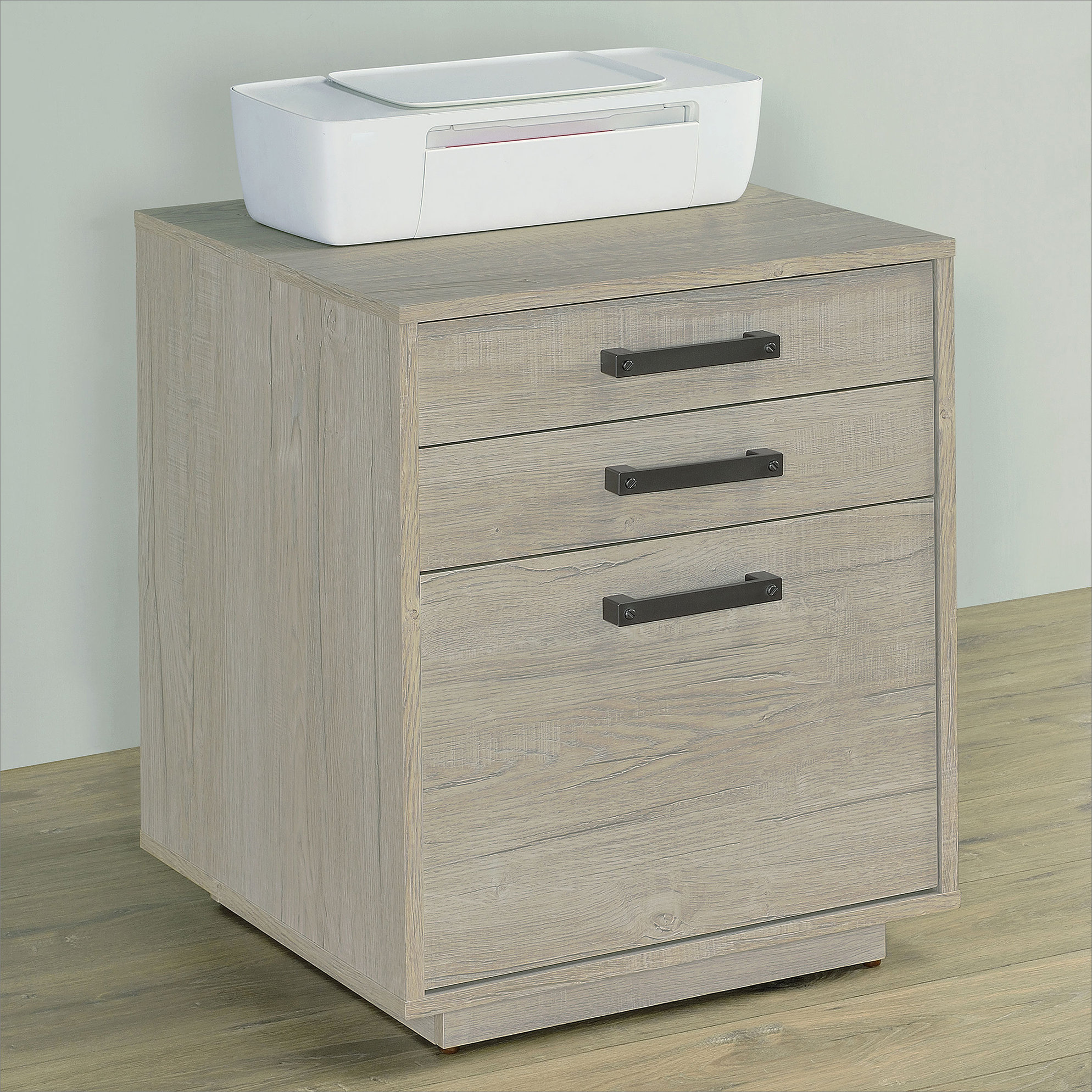 Ophelia & Co. Loomis Whitewashed Grey 3-Drawer Home Office File Cabinet ...
