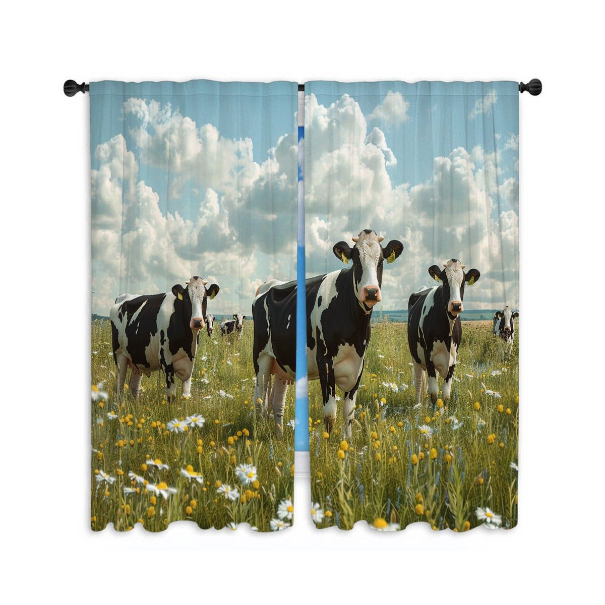 VisionDecor 12134_Herd of cows Window Curtains Farm animal Pasture ...
