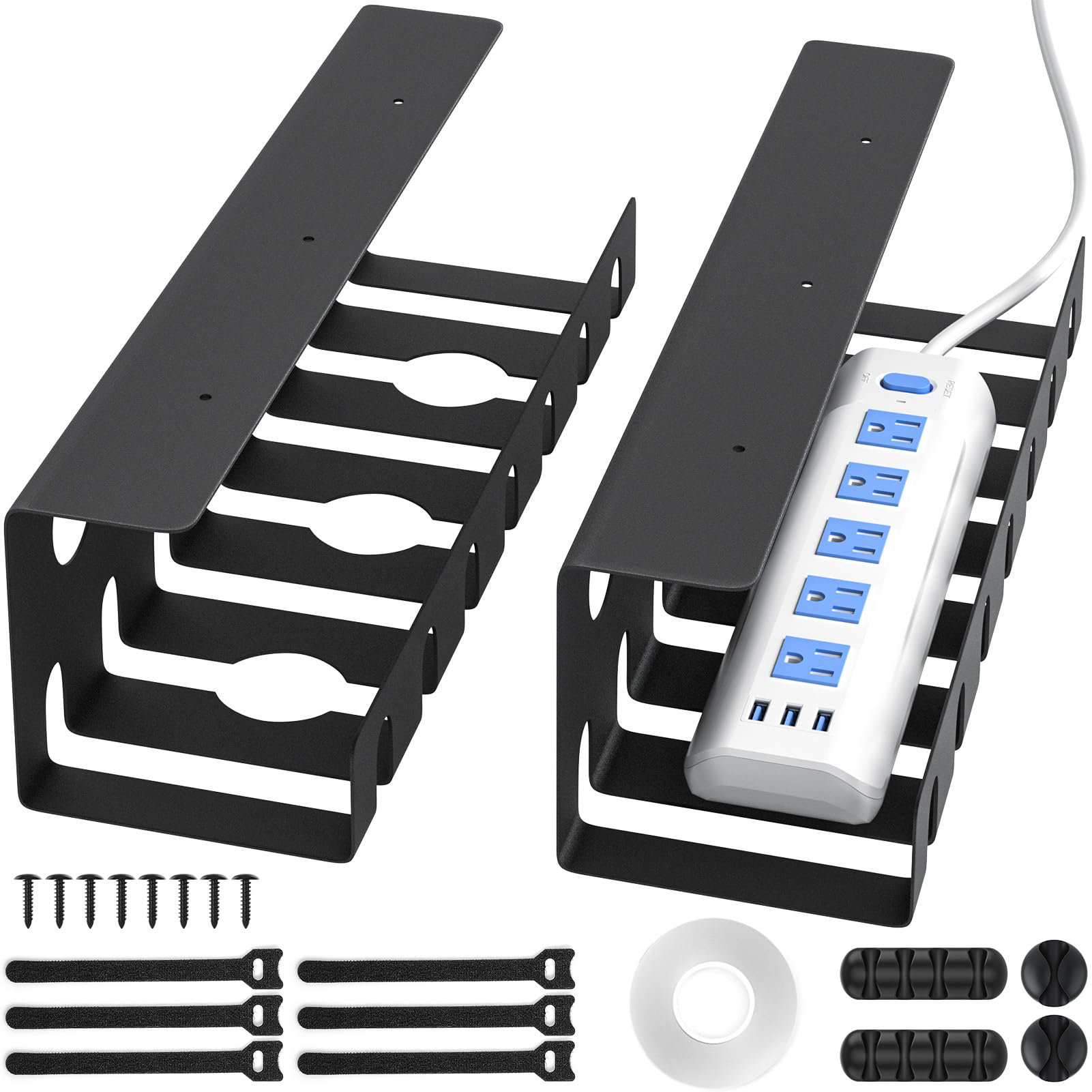 LOVE YOUR BATH LLC 2-Pack Metal Under Desk Cable Management Tray, U ...