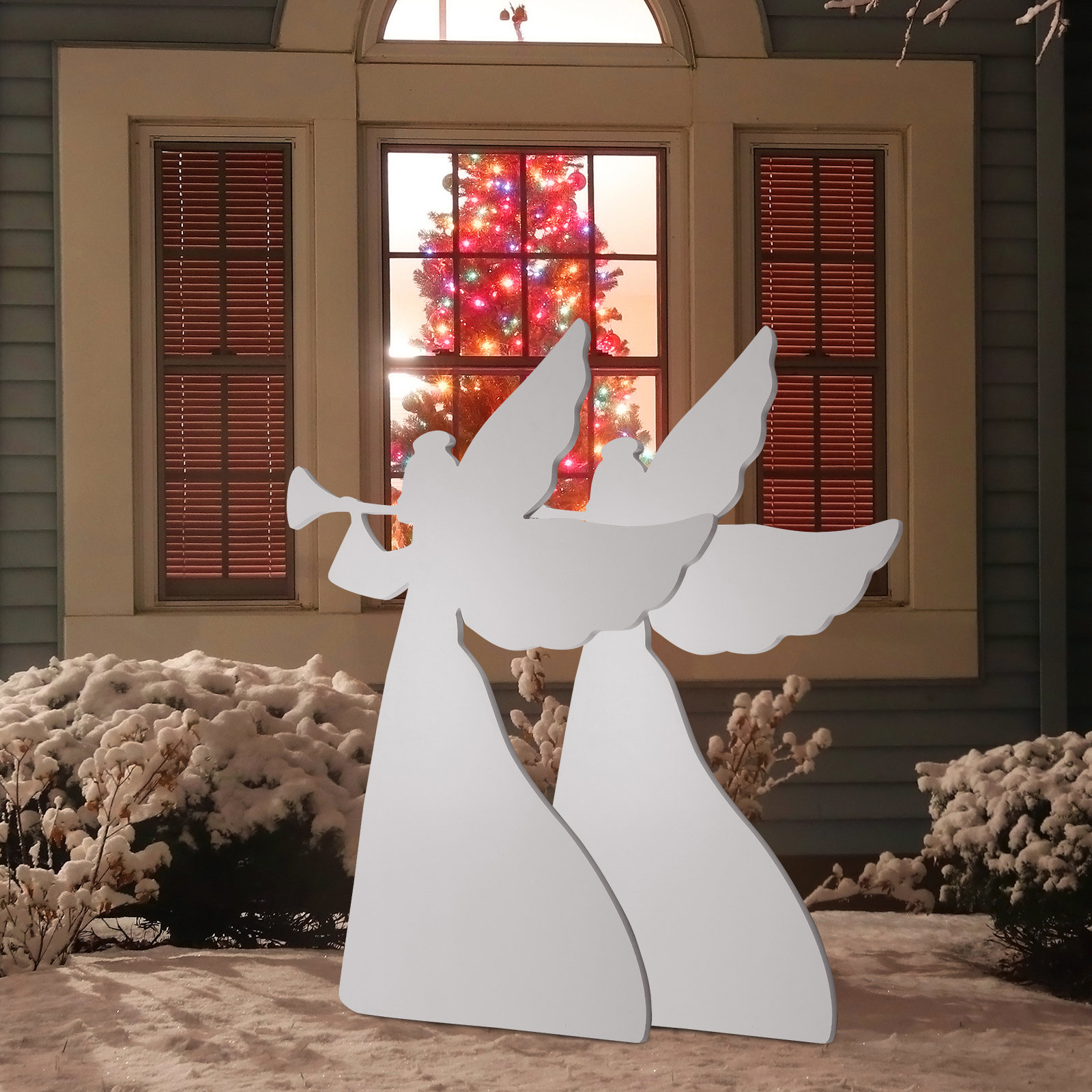 The Holiday Aisle® Jacgueline 36in White PVC Angel Garden Angel ...