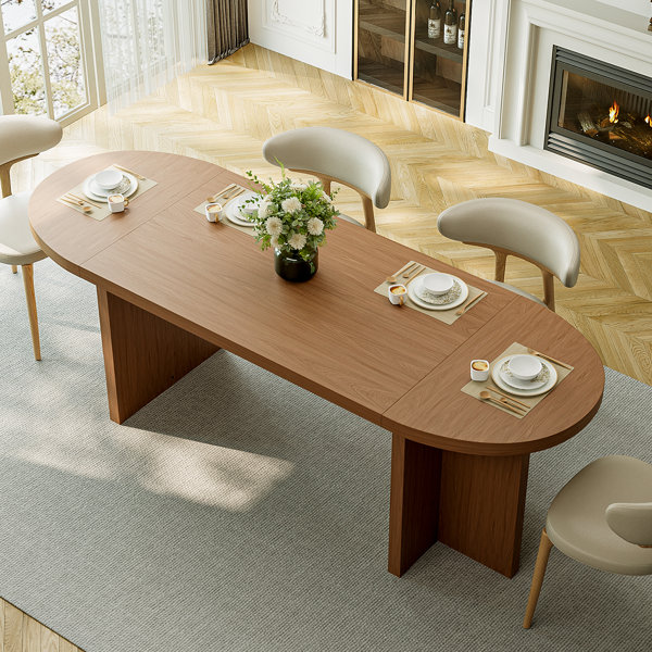 Ebern Designs 70.87” Modern Oval Kitchen Dining Table For 6 People With ...