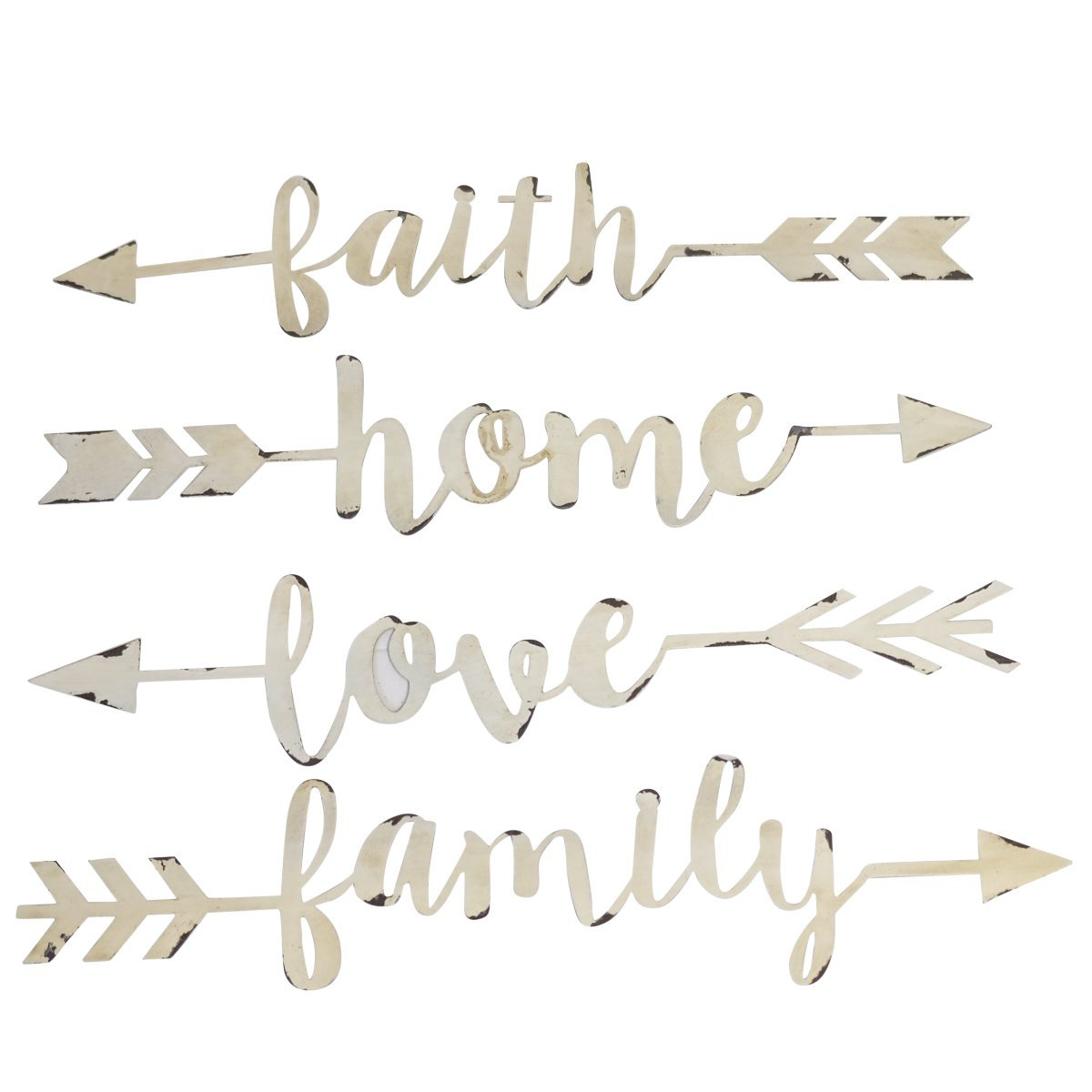 Gracie Oaks Metal Distressed White Arrow Inspirational 4-Piece Décor ...