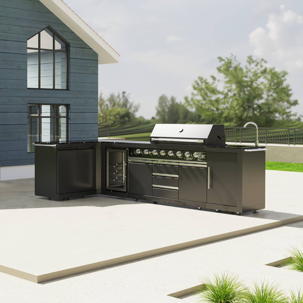 Flexispot Akoah 5-Piece Modular Outdoor Kitchen Island Set with 8 ...