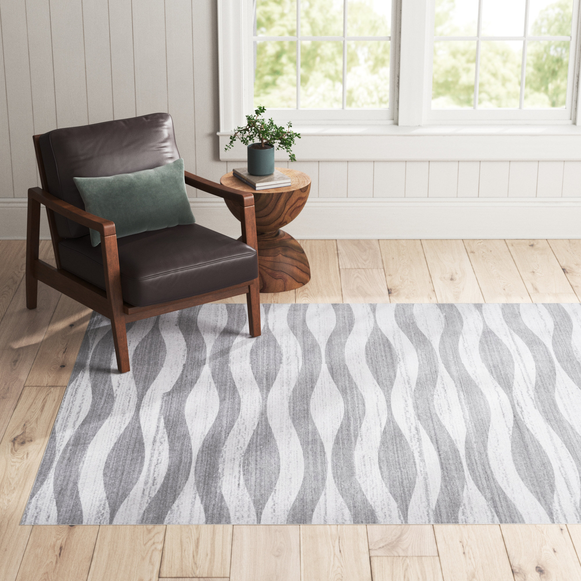The Twillery Co. Mendota Abstract Curves Machine Washable Area Rug ...