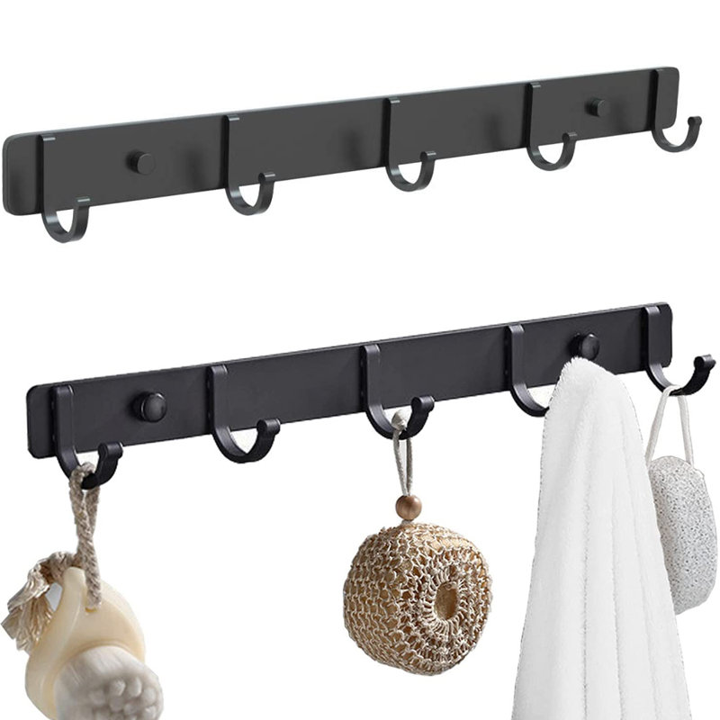 17 Stories Serifos Steel 10-Hook Wall Mounted Coat Rack in Black ...