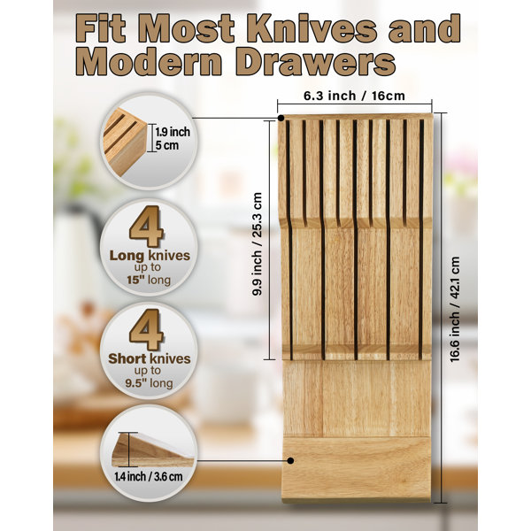 Cook N Home In-drawer Knife Block Organizer, 9-Slot Kitchen Knife ...