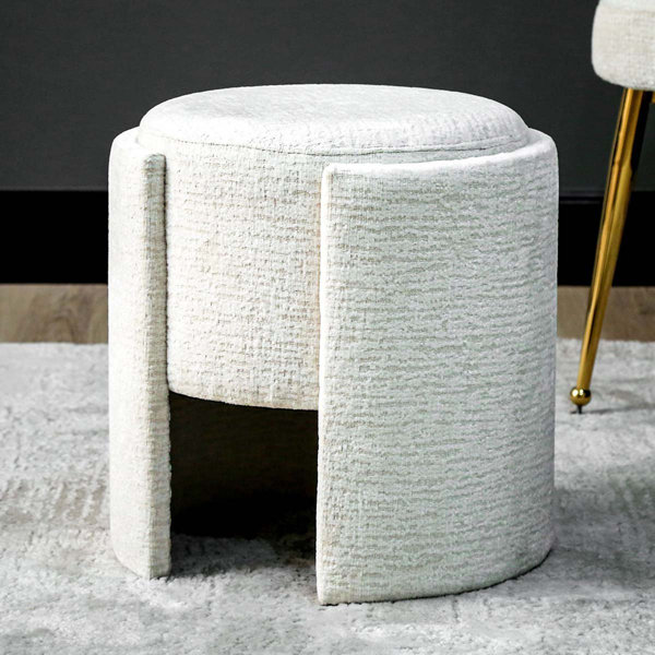 17 Stories 40cm Chenille Round Dressing Table Stool for Bedroom ...