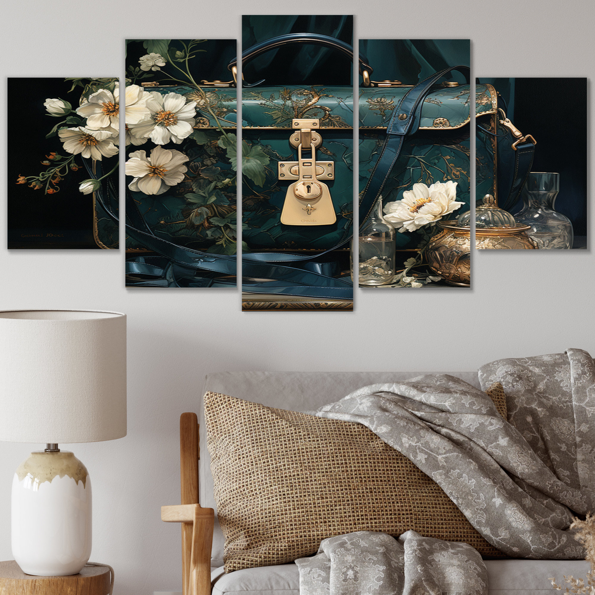 Design Art Designer Bag Gilded Elegance On Metal 5 Pieces Print | Wayfair