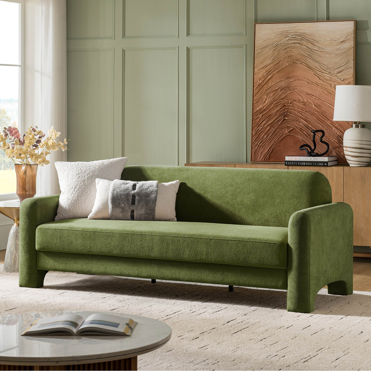 Ebern Designs Werts Modern 84" Curved Chenille Sofa & Reviews - Wayfair ...