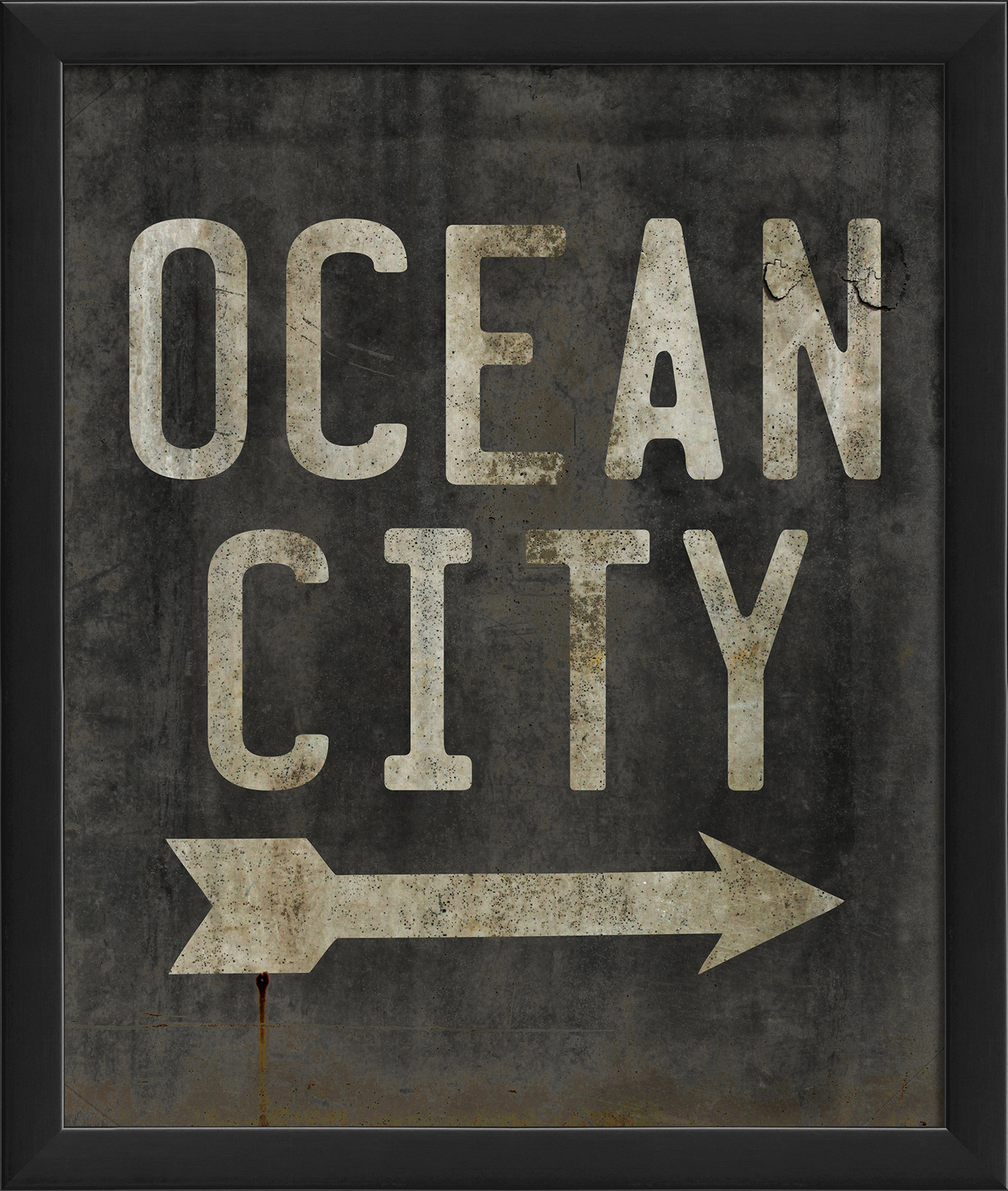 The Artwork Factory Ocean City Beach Sign Framed Textual Art | Wayfair