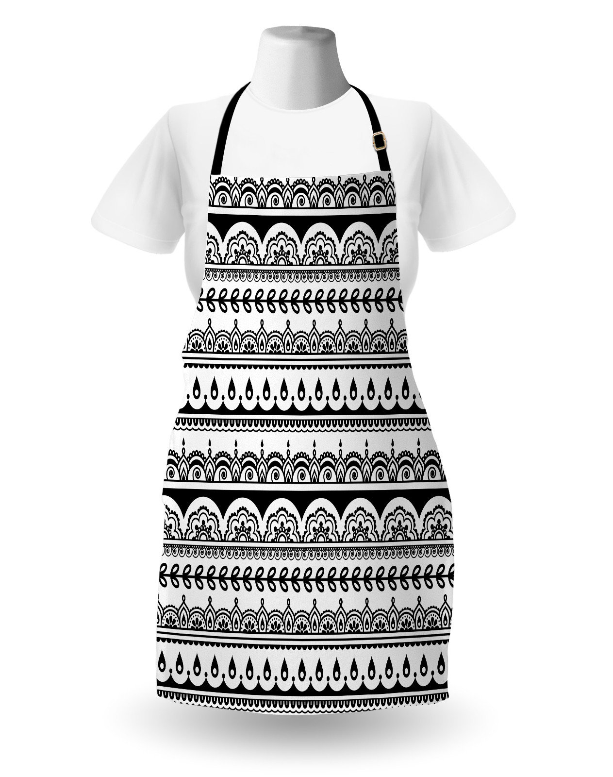 East Urban Home Tribal Apron Unisex, Borders with Leaf, Adult Size ...