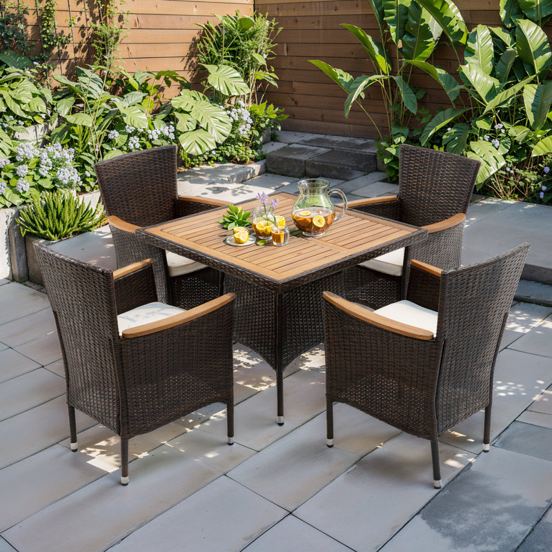 Red Barrel Studio® Adrista 4 - Person Square Outdoor Dining Set with ...